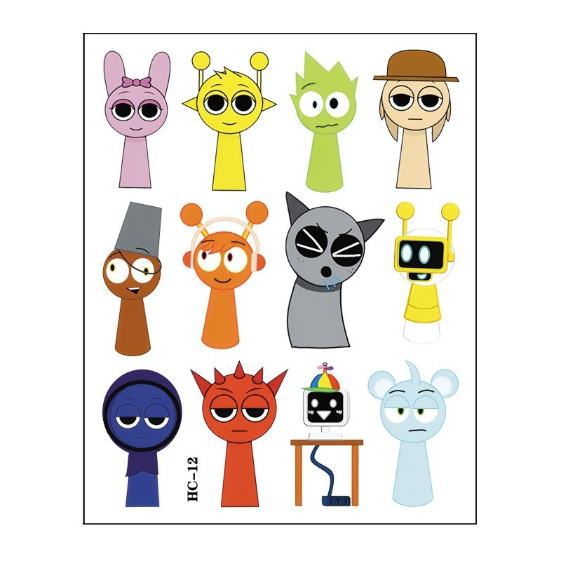 4Sheets Incredibox Sprunki Waterproof Temporary Tattoo Sticker Gift For ...