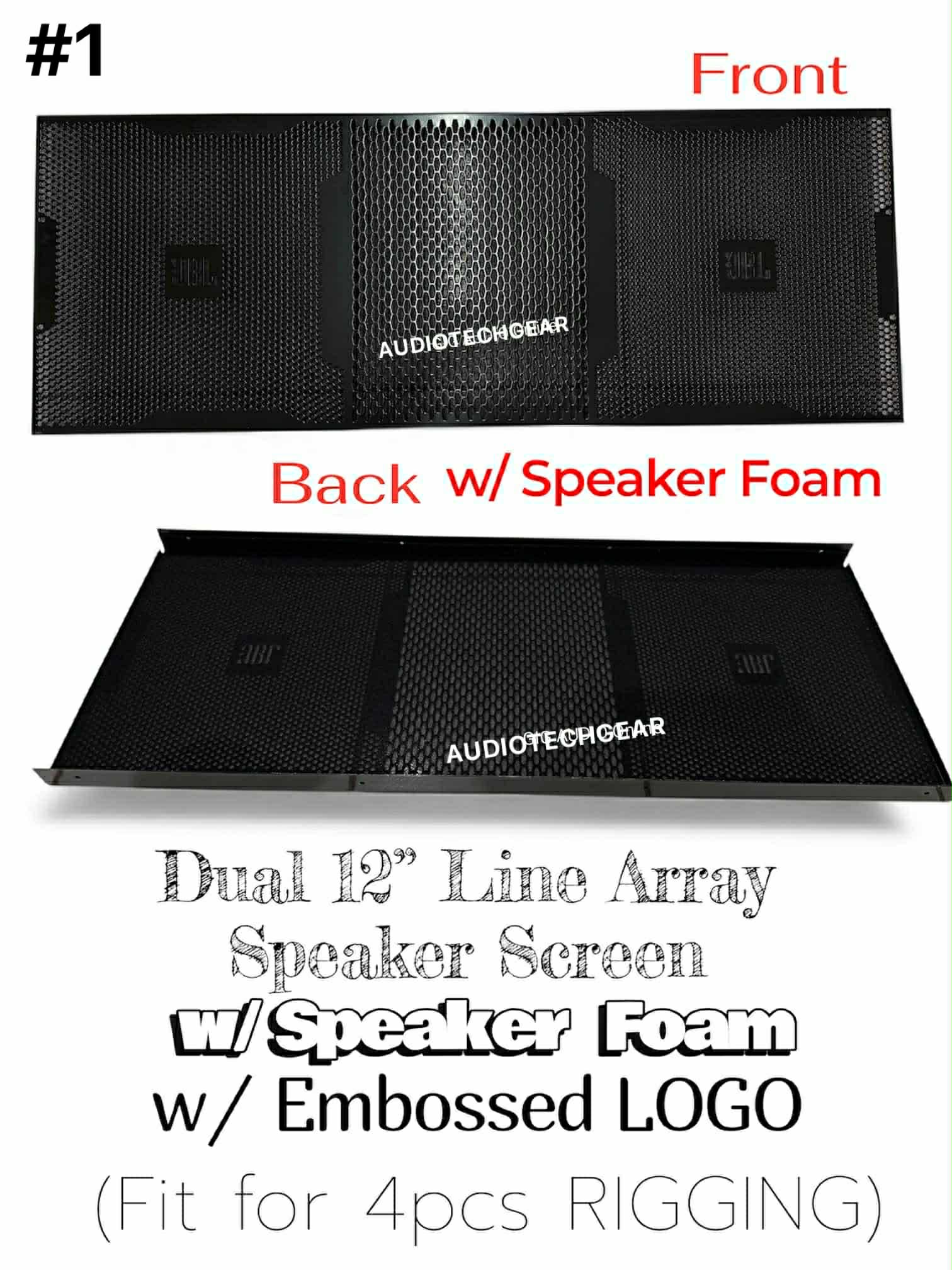 DUAL 12" Line Array Speaker Screen w/ Speaker FOAM & Embossed LOGO #1 ...