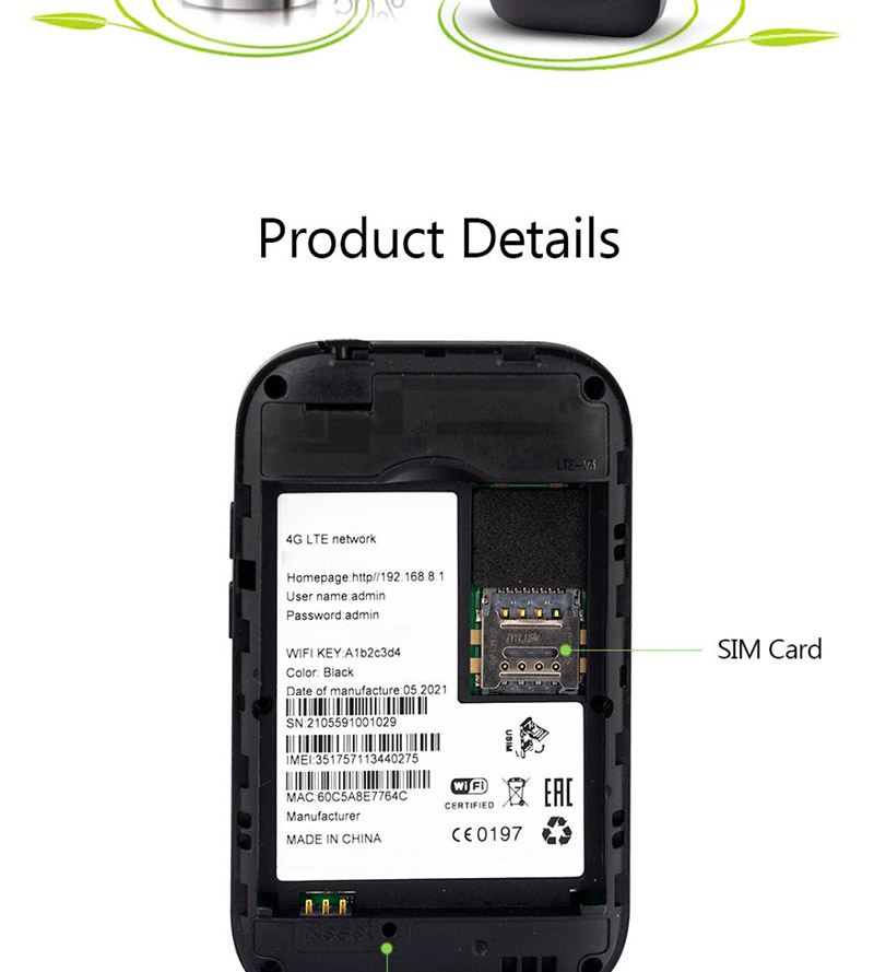 4G LTE Pocket WiFi MF-800 Router 150Mbps Hotspot Universal SIM Card ...