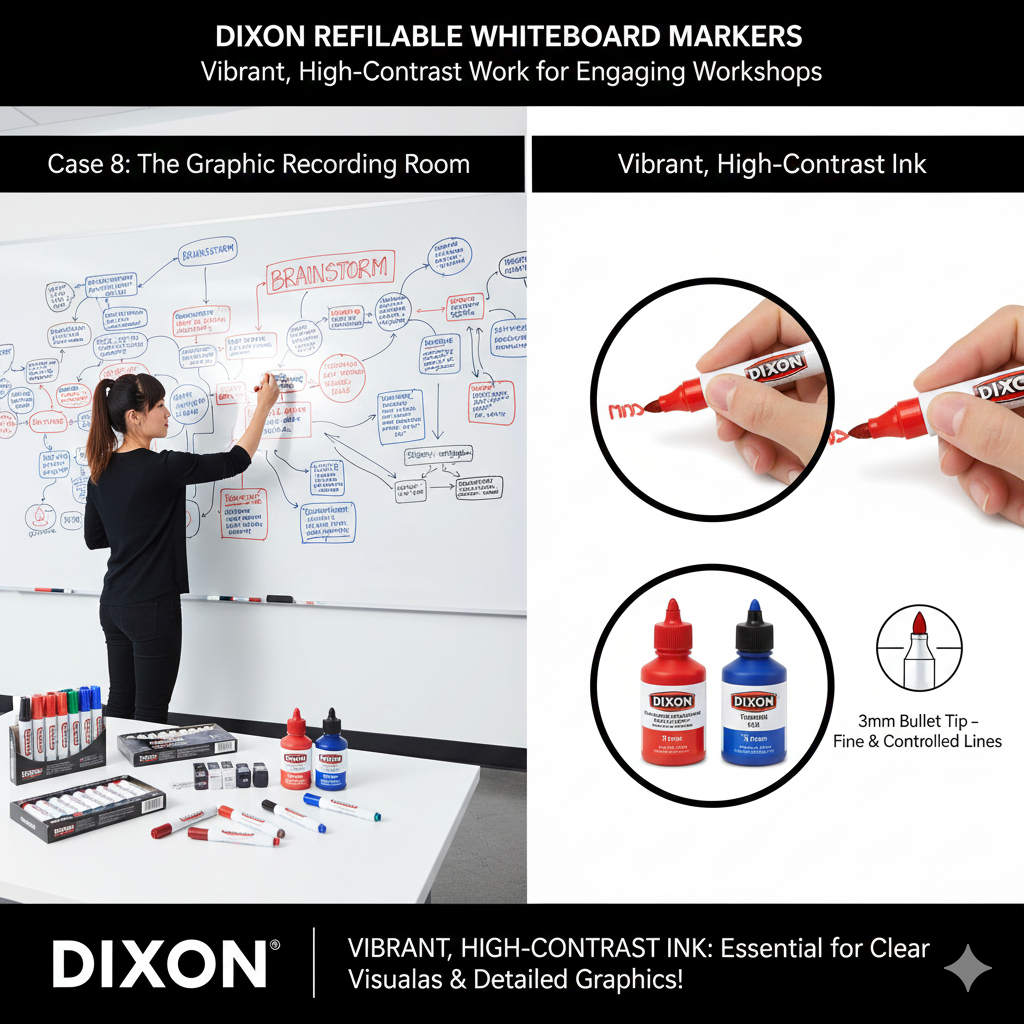 Dixon Whiteboard Marker (12 Pcs) | Refillable Dry Erase Pen | 3mm ...