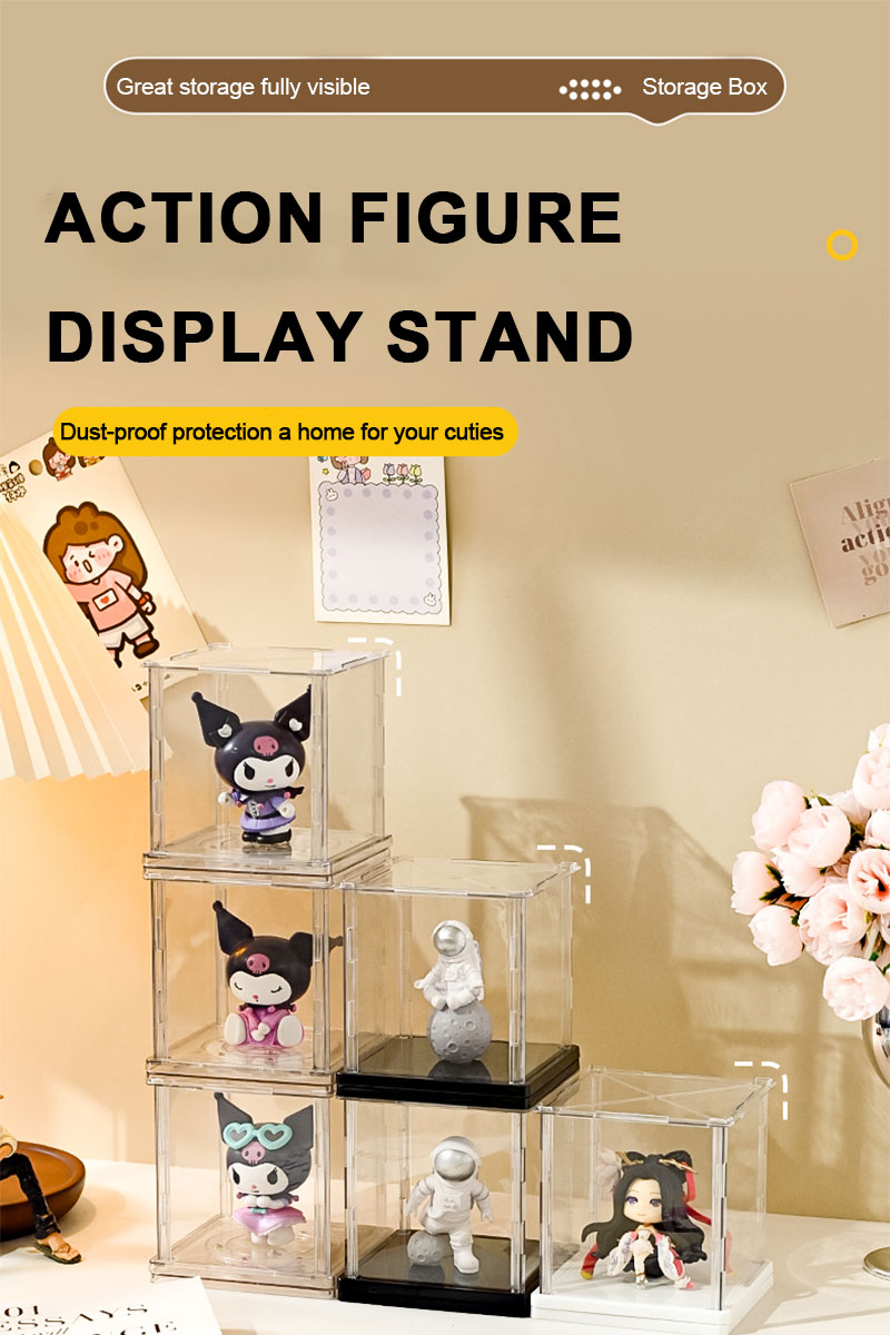 Rotating Action Figure Display Stand Dustproof Popmart Blind Box ...