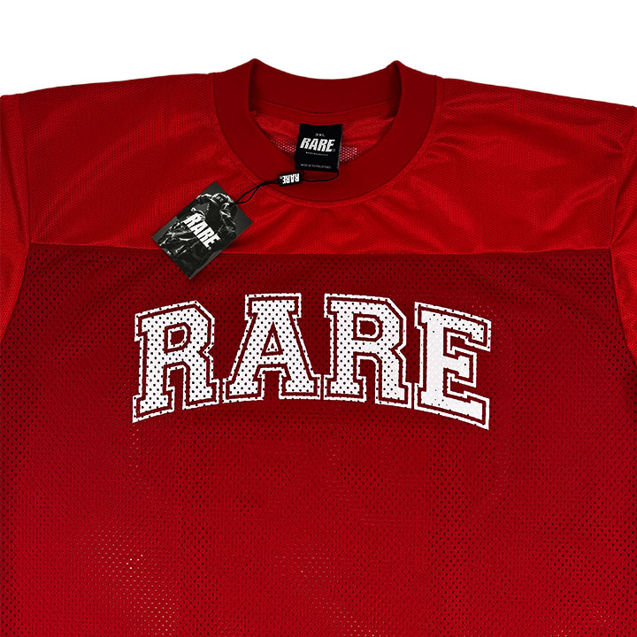 RARE BLOCK FONT LOGO MESH SHIRT IN BLACK, WHITE, RED, BLUE AND BEIGE ...