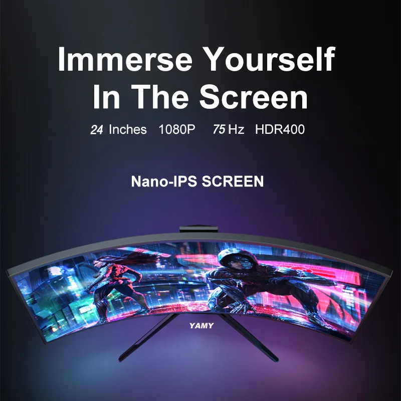 YAMY Gaming Monitor curved 24 lnchMonitor 144HZ PC Monitor 27 Inch ...