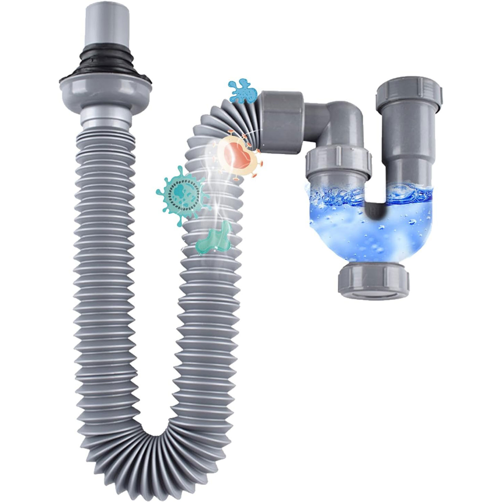 PVC Bathroom Sink Drain Pipe Anti-Odor S-Trap Drainage Tube, U Type/P ...