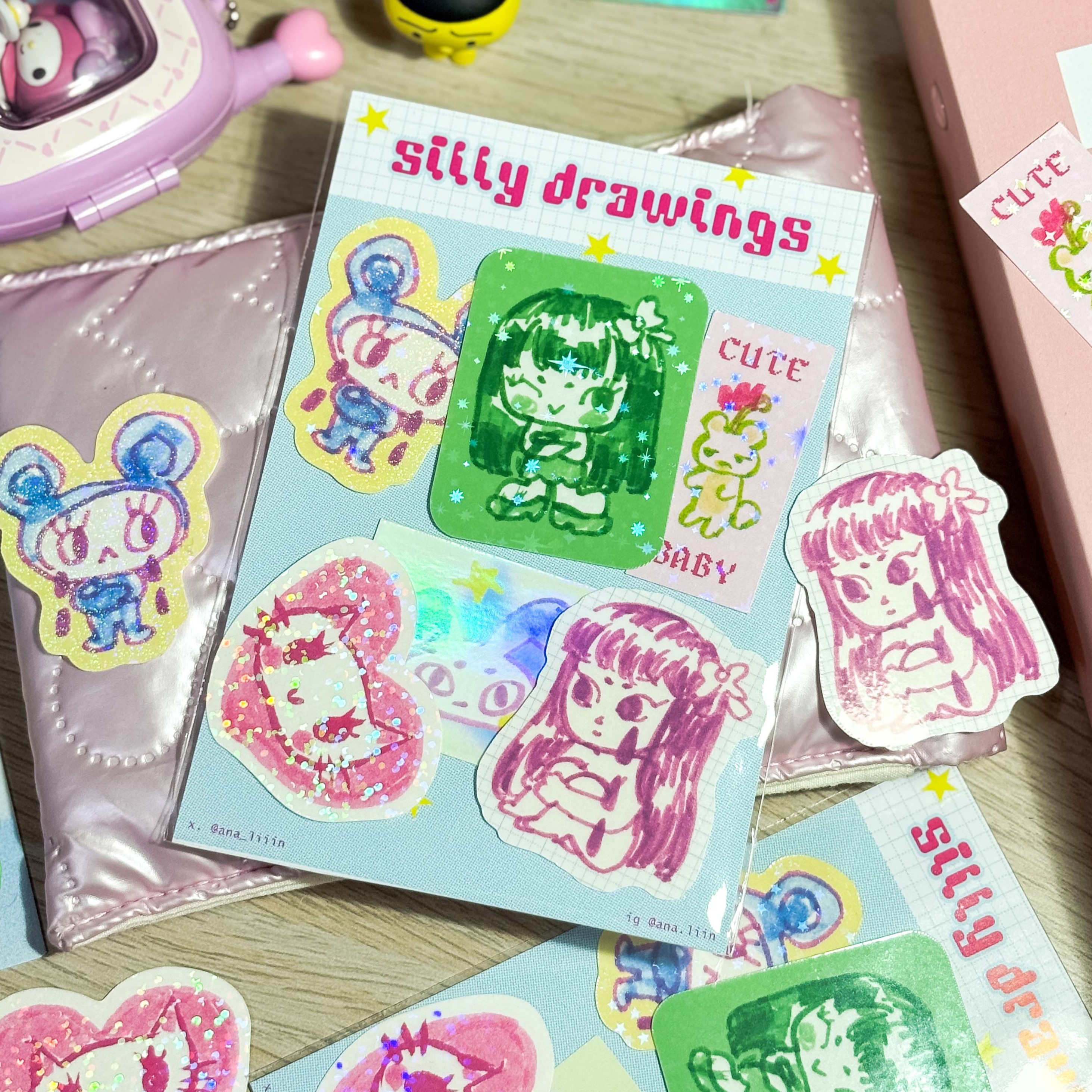 Silly Drawings Sticker Pack ★ ( waterproof vinyl sticker ) | Shopee ...