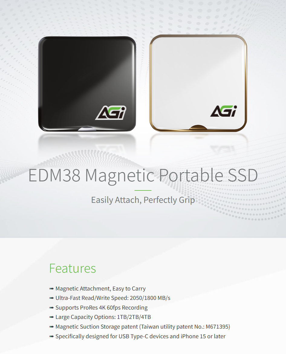 AGI EDM38 1TB | 2TB Magnetic Slim Design Portable External SSD ...