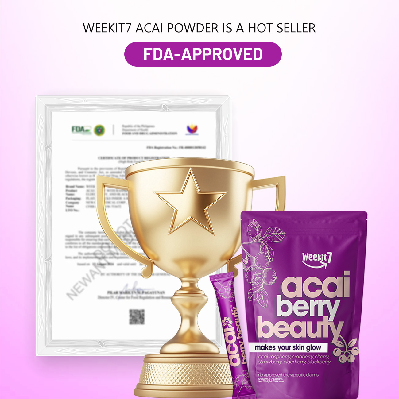 Weekit7 Acai Berry Powder Organic Beauty Juice Glowing antioxidant ...