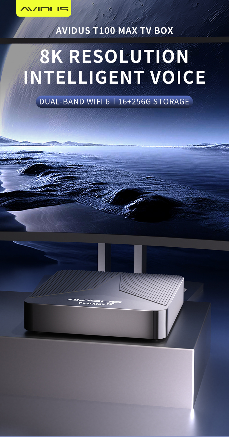 8K T100 Max Smart TV Box 16+256G Dual WIFI 2.4G/5G Android14.0 New ...