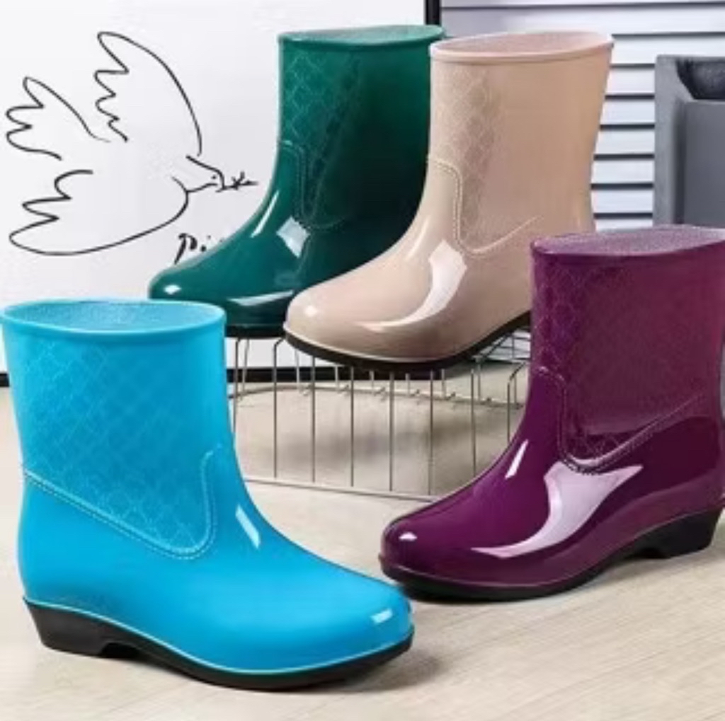 Fashionable rain boots for women mid-calf non-slip Korean style ...