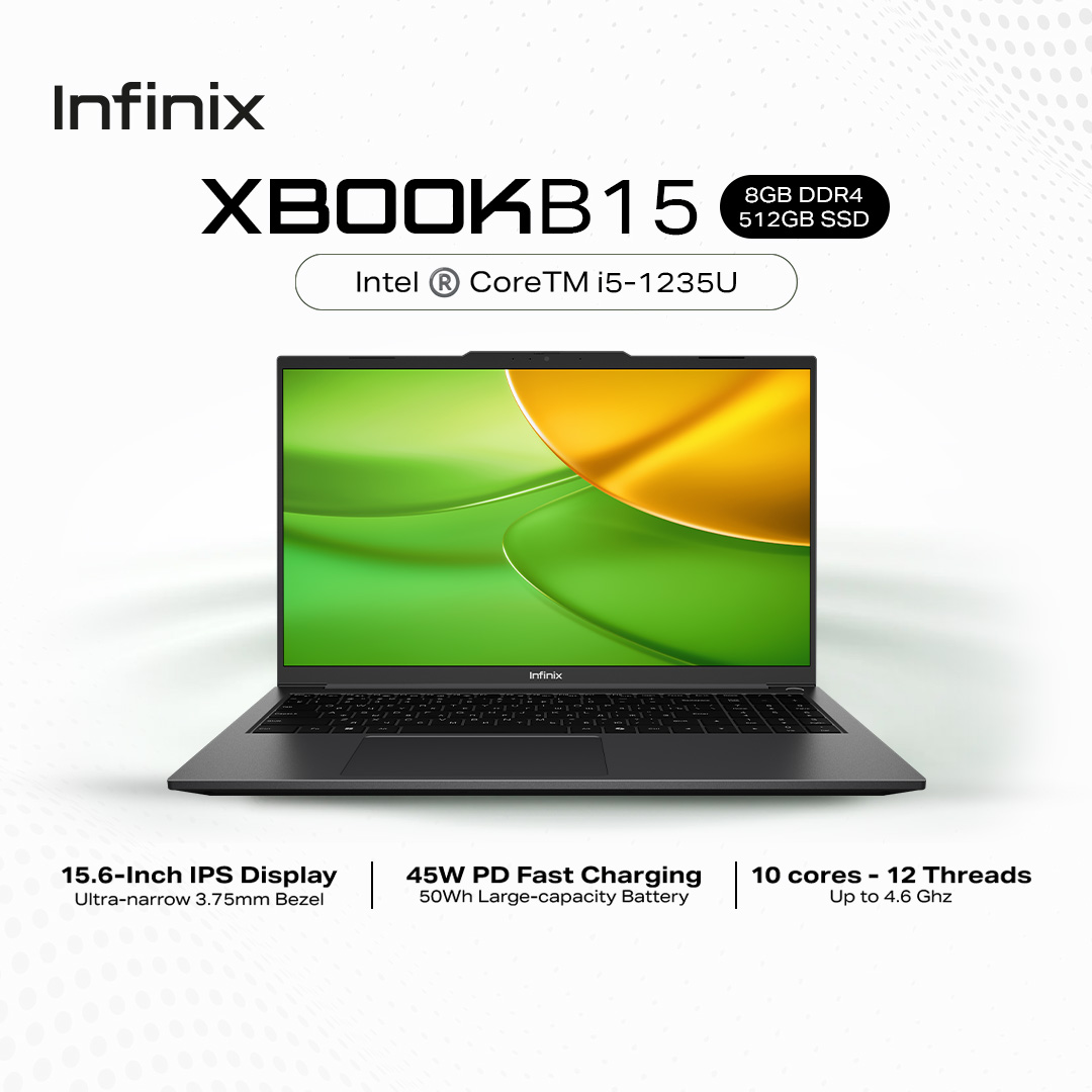 Infinix XBOOK B15 Laptop, Intel Core i5-1235U, (8GB + 512GB SSD) 15.6 ...