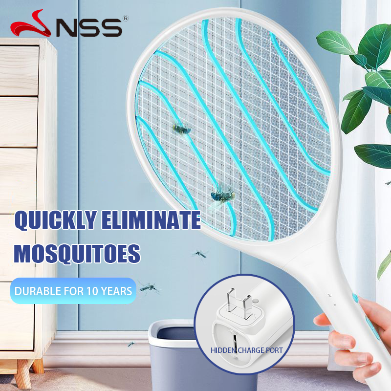 NSS Rechargeable Electric Mosquito Hitting Swatter Killer Racket Zapper ...