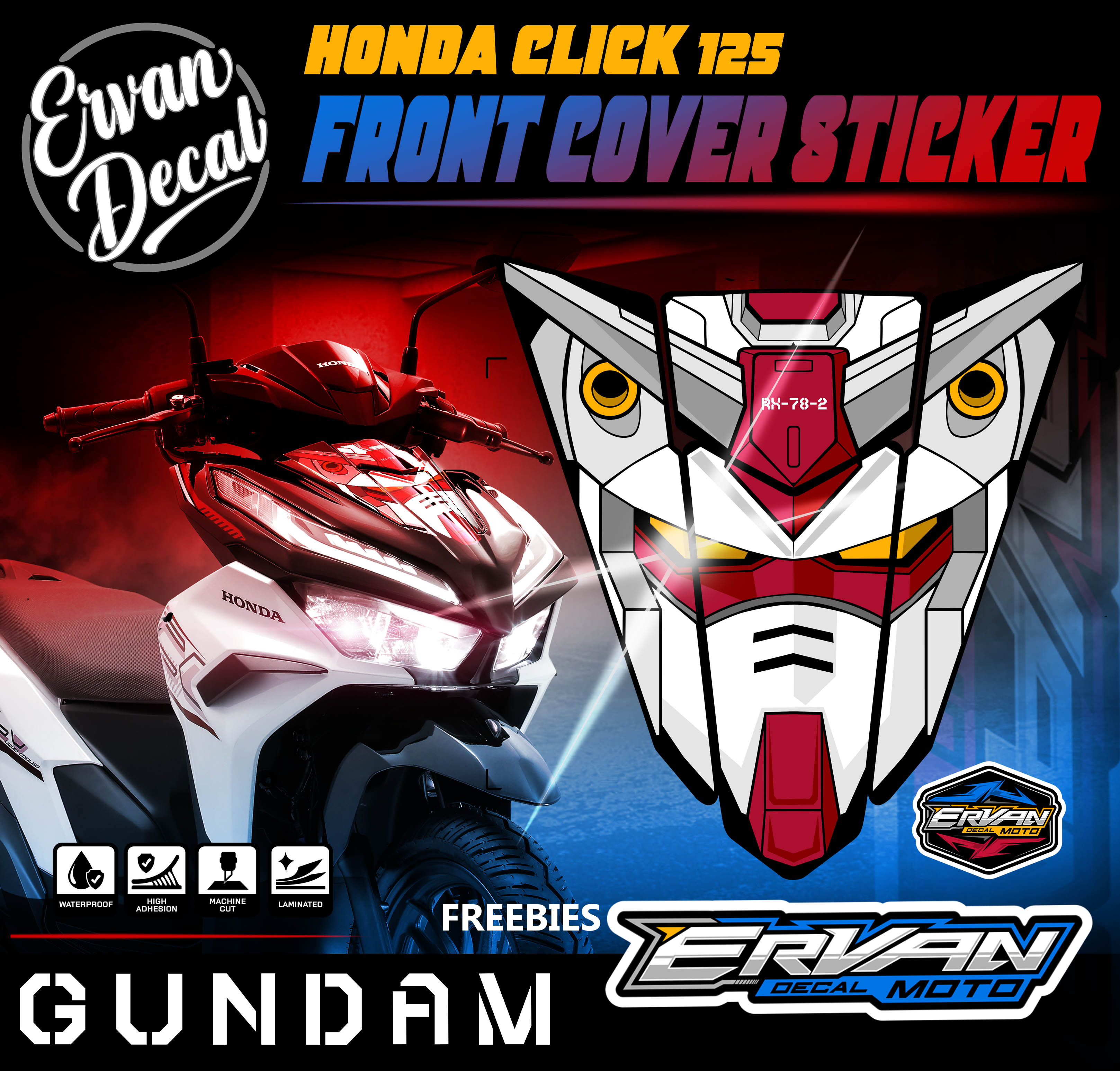 HONDA CLICK 125i VERSION 3 STICKER VINYL DECAL GUNDAM CONCEPT DESIGN ...