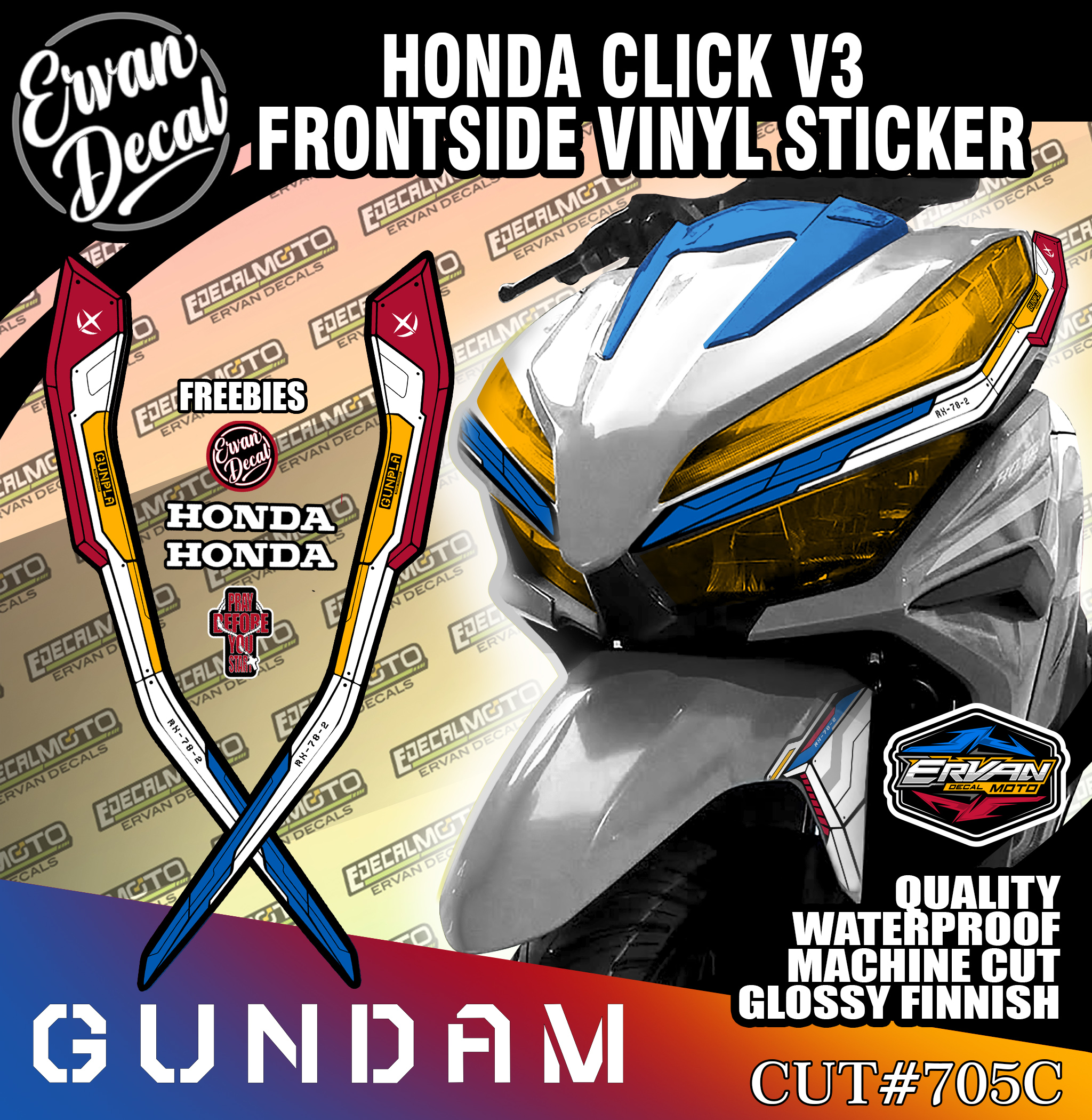 HONDA CLICK 125i VERSION 3 STICKER VINYL DECAL GUNDAM CONCEPT DESIGN ...