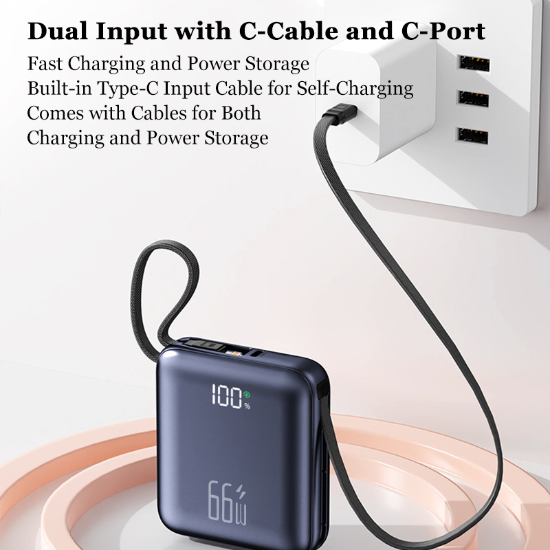 Xiaomi Powerbank 20000mAh Built in Cable for Type C iPhone Portable 66W ...