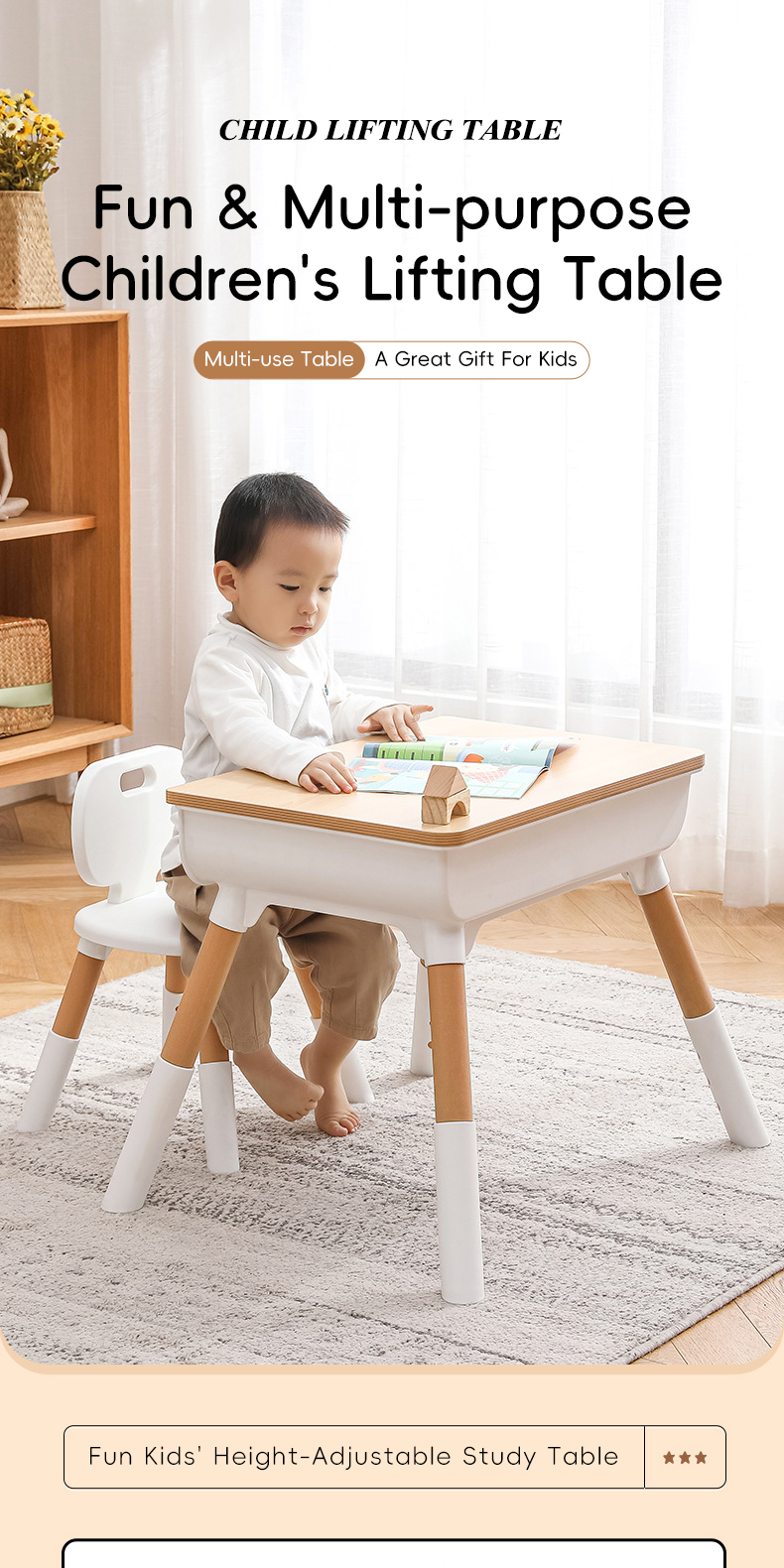 COCOBB Multifunctional Kids Desk Chair Set Ergonomic Height Adjustable ...