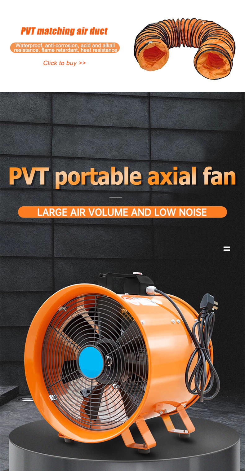 Exhaust Fan 8/10/12 Inches 370W Portable Axial Flow Fan Low Noise ...