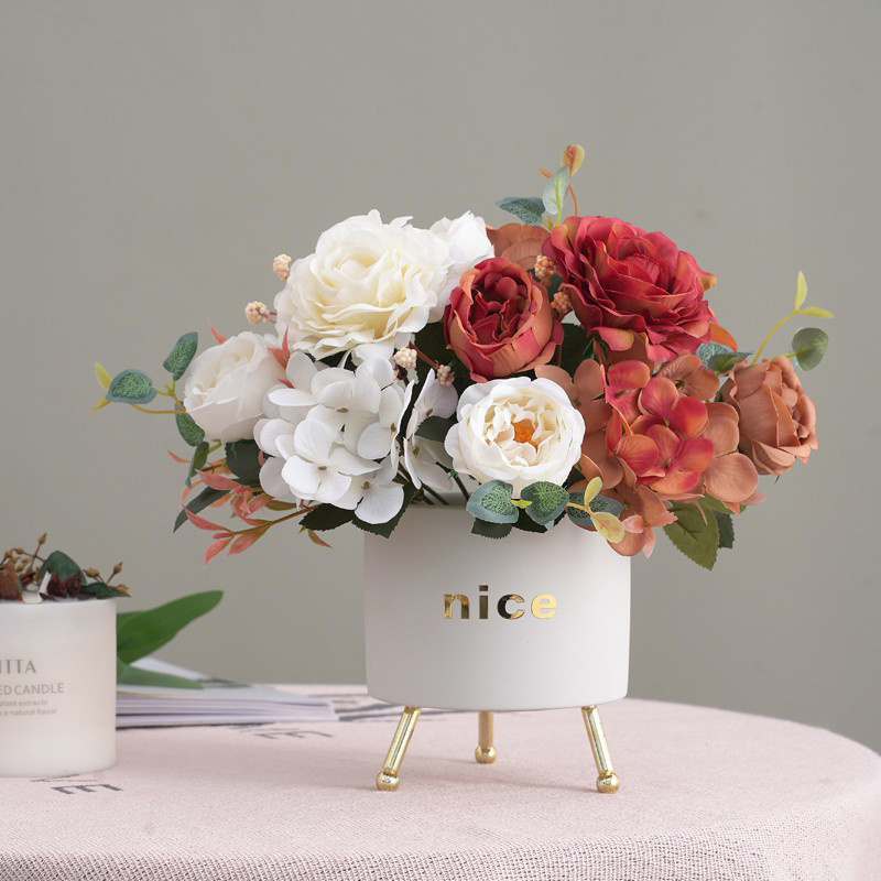 Artificial Flower Rose Peony Hydrangea Fake Flower DIY Party Home ...