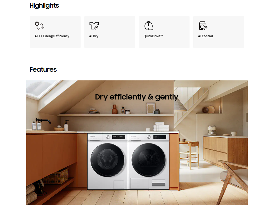 Samsung Front-load Dryer A+++ Energy Efficiency 9kg DV90BB7440GWTC ...