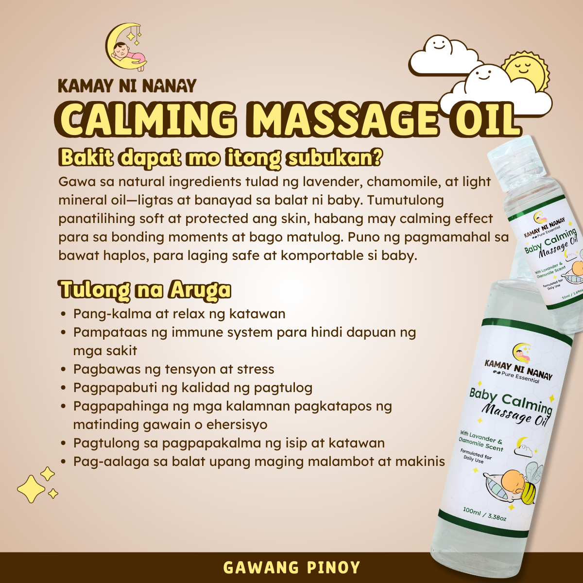 Kamay ni Nanay Baby Calming Massage Oil Care for Babies 100ml Fast ...