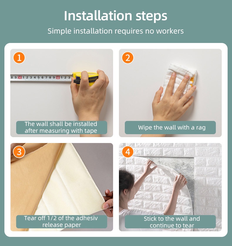 Wallpaper 50pcs 35X38.5cm Wall Stickers PE Foam 3D WallPaper Brick ...