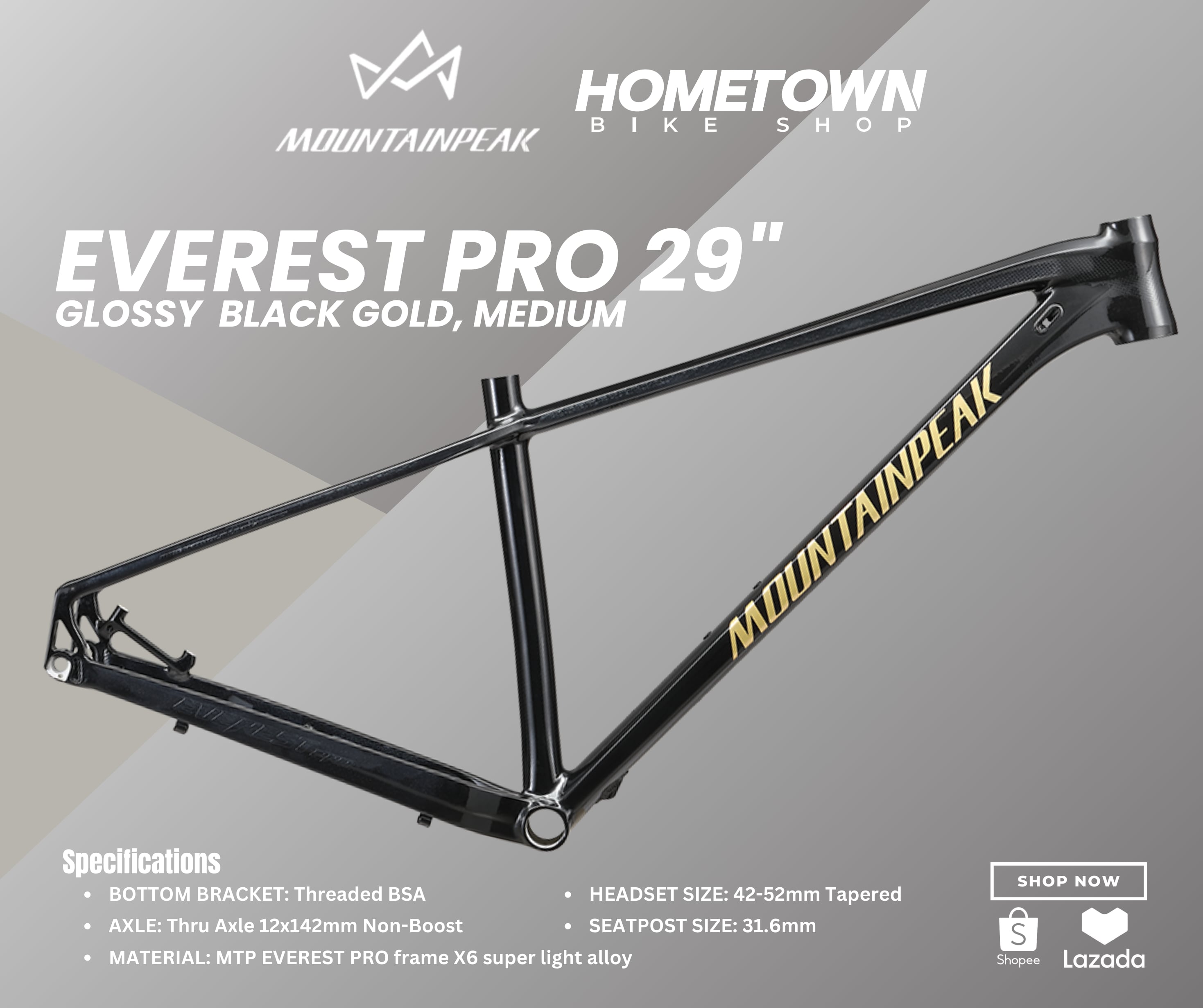 Mountainpeak Everest Pro 29 X6 Superlight Alloy MTB Frame | Shopee ...