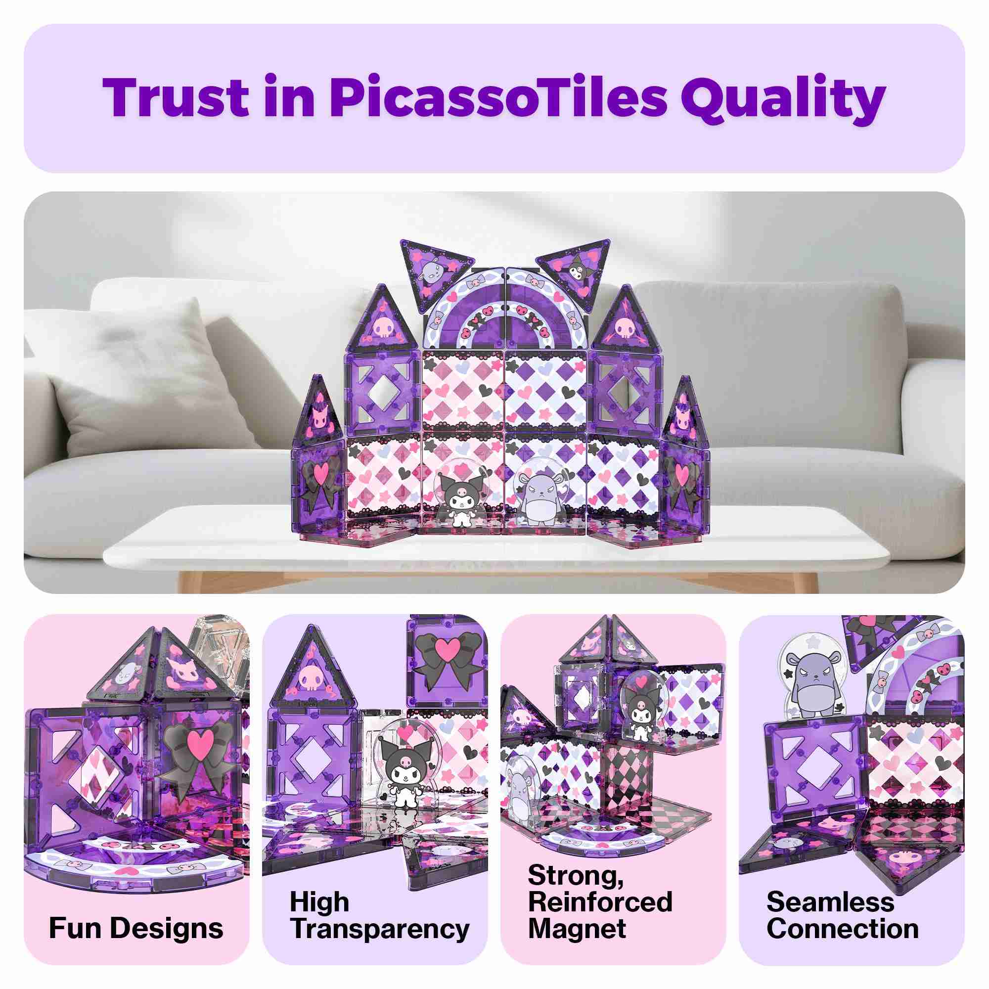 Kuromi Picasso Tiles 28 pieces Magnetic Tiles for Kids Ages 3+ | Shopee ...