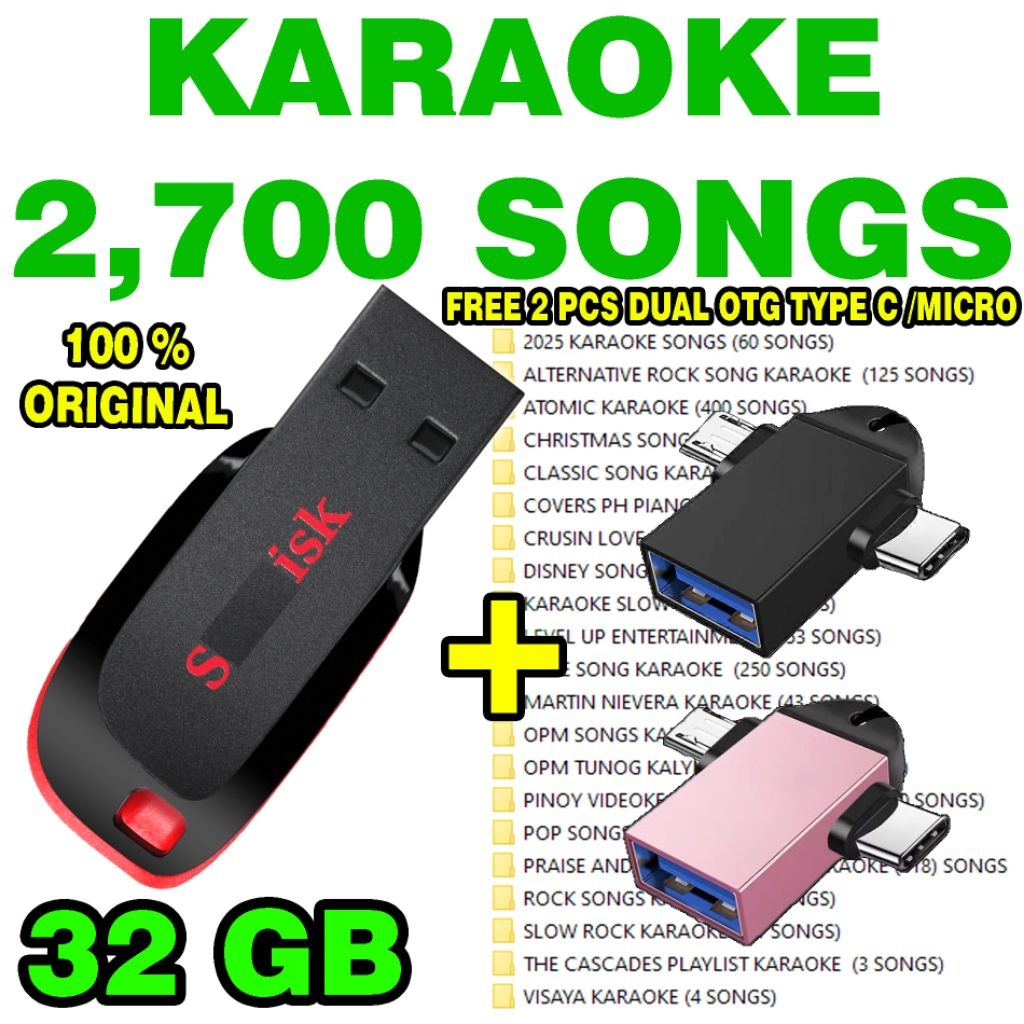 USB FLASHDRIVE WITH OFFLINE KARAOKE SONGS/MUSIC HIGH QUALITY FREE DUAL ...