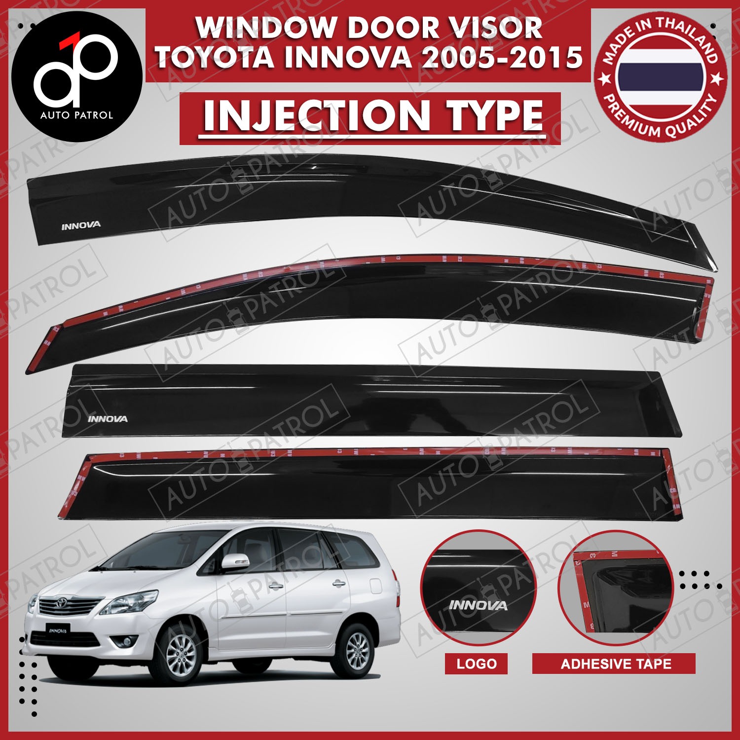 TOYOTA INNOVA 2005-2015 Window Door Rain Visor Black (INJECTION TYPE ...