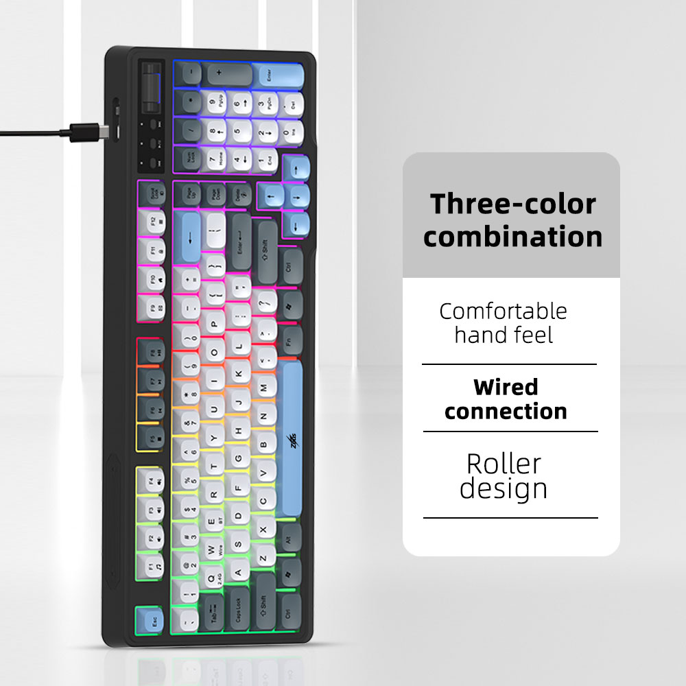 Zeus ZK-011 98 Keys RGB LED Gaming Keyboard With Volume Roller Wired ...