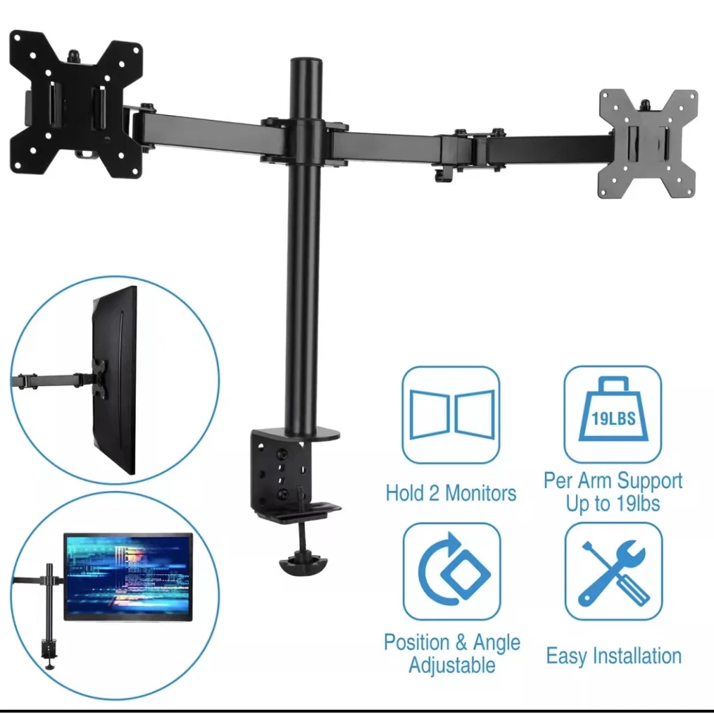 MMA BW-02 Dual Arm Monitor Stand Monitor Mount Adjustable With C Clamp ...