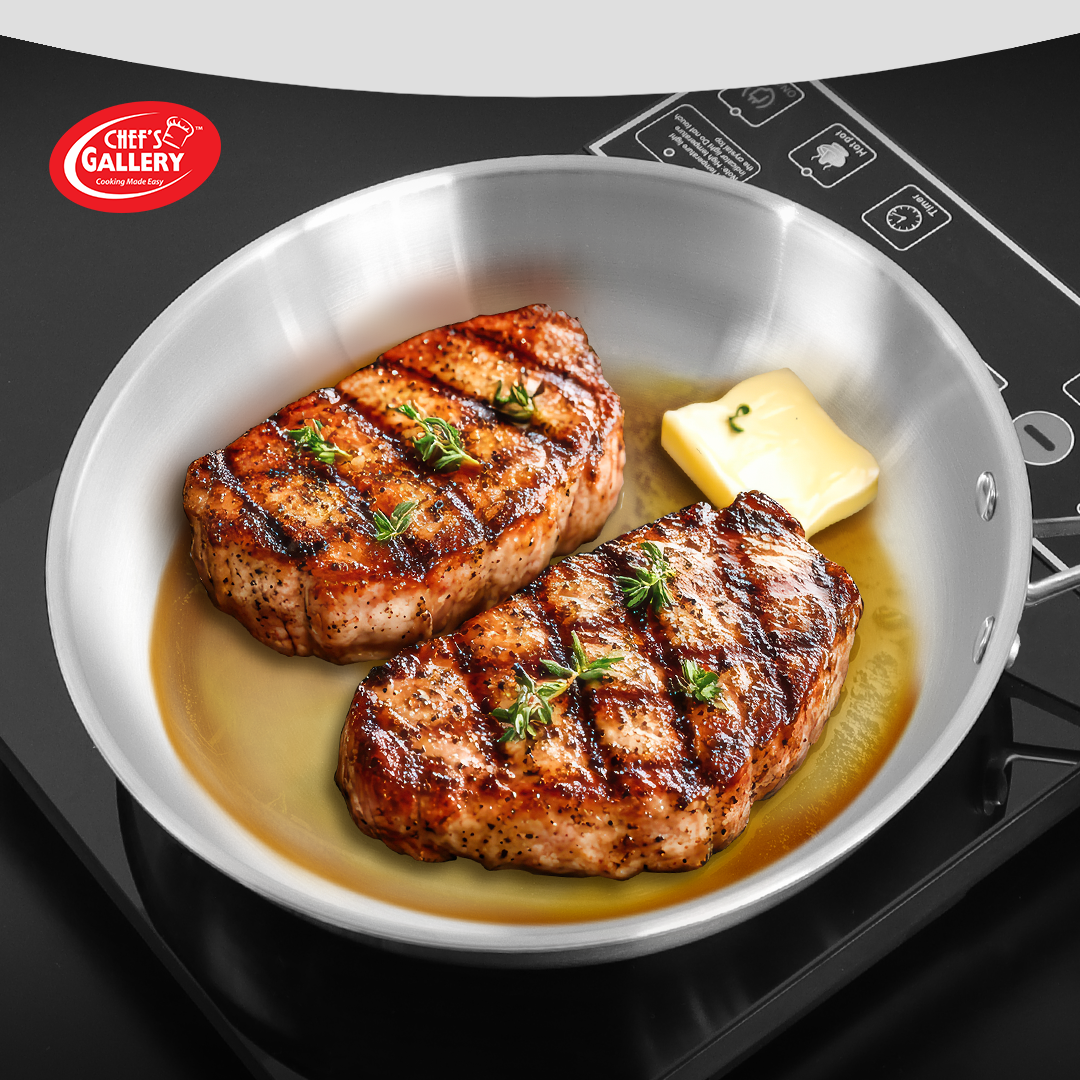 Chef's Gallery Stainless Steel with 3-Ply Construction Frying Pan | 20 ...