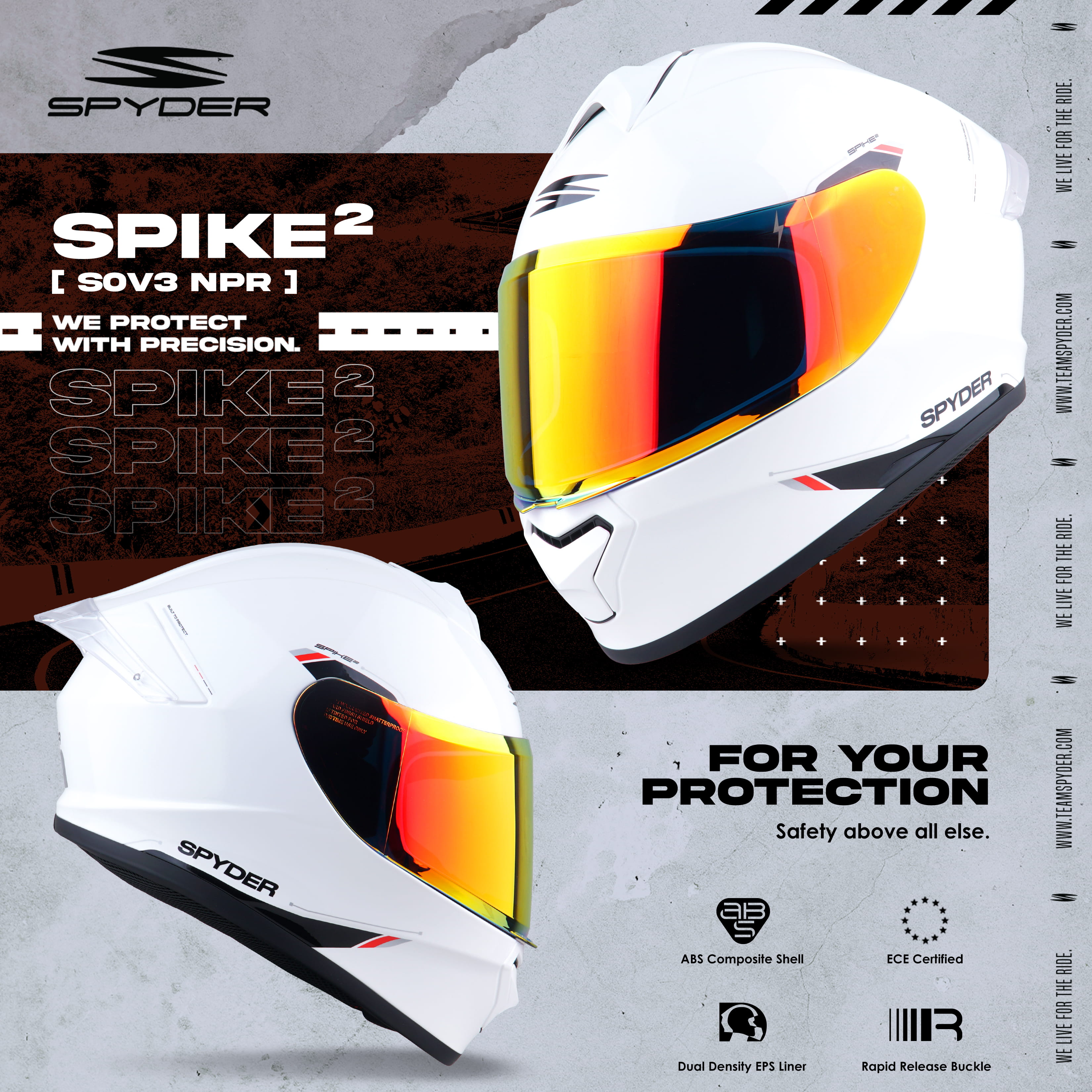 SPYDER SPIKE 2 P SO V3 NPR Full Face Motorcycle Helmet | Free Clear ...