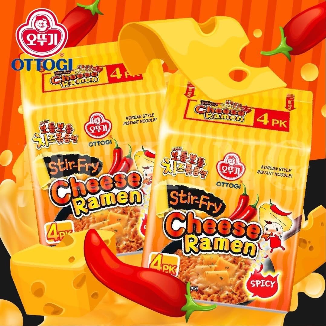 Ottogi Stir Fry Cheese Ramen Spicy Korean Style Instant Noodles 4PCS x 120g | Shopee Philippines