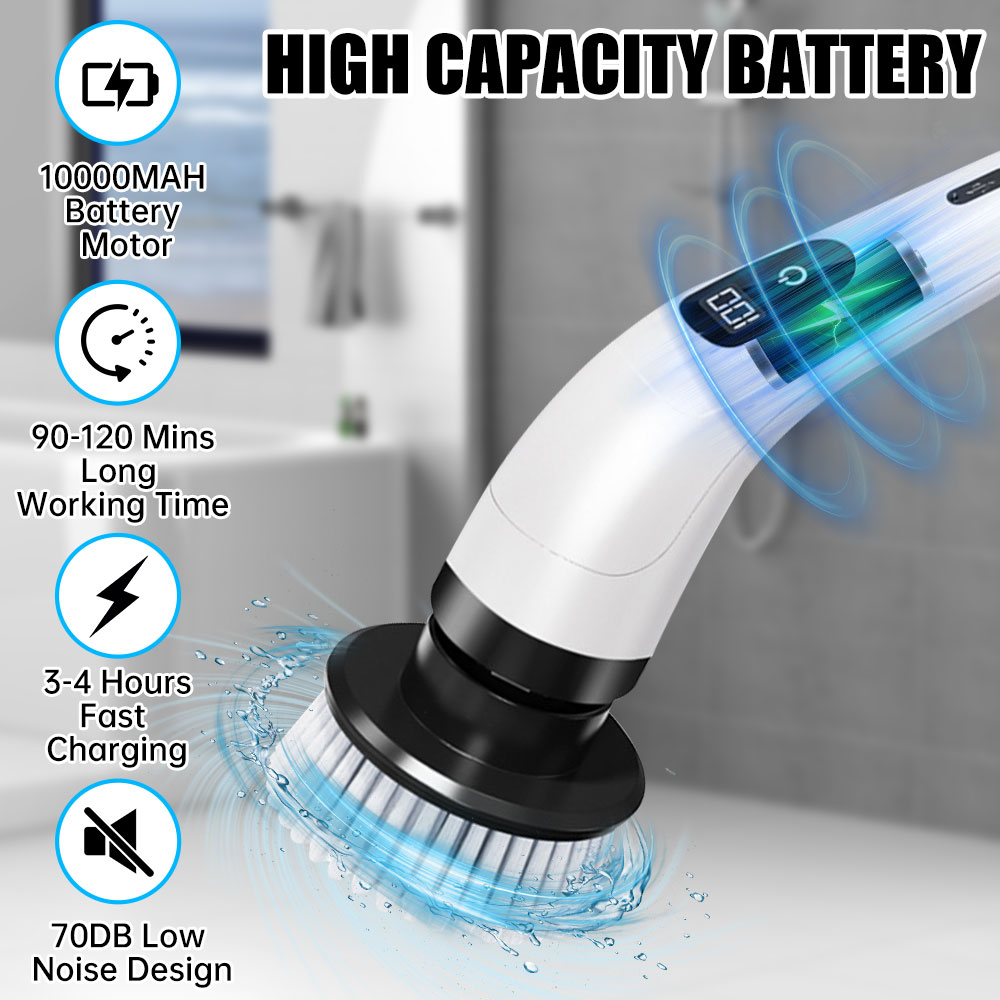9IN1 Electric Cleaning Brush,Toilet brush Adjustable Handle Power ...
