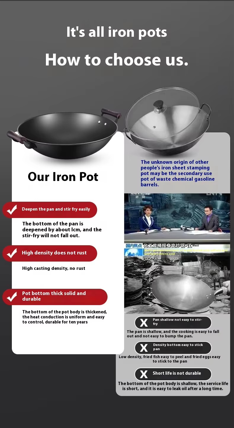 [Warranty] Deep Non-Stick Wok with Heat-Resistant Wooden Handle – Multi ...