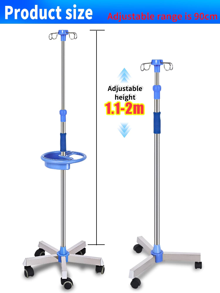 IV Stand Portable Adjustable Medical IV Fluid Stand Stainless Steel IV ...