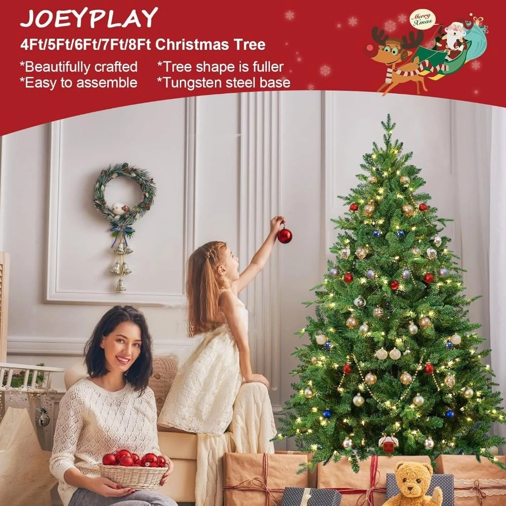 10ft Christmas Tree With LED Lights PVC Green Artifical Chirtsmas Tree ...