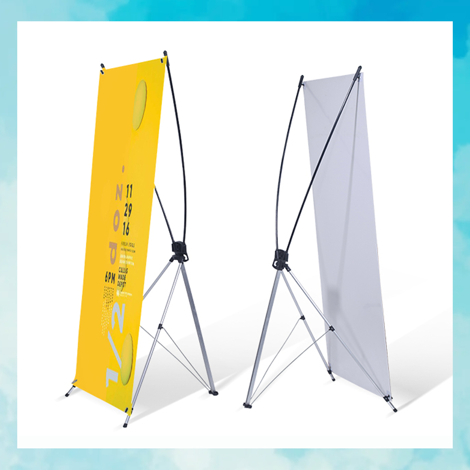 X Banner Stand Durable Heavy Duty Tarpaulin Tarp Stand 2×5 ft/2.6×6 ft ...