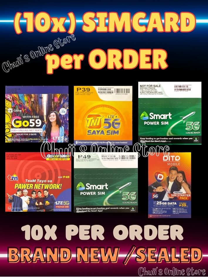 10 pcs Brand new simcard per ORDER / GLOBE/TM/SMART/TNT/DITO SIM ...
