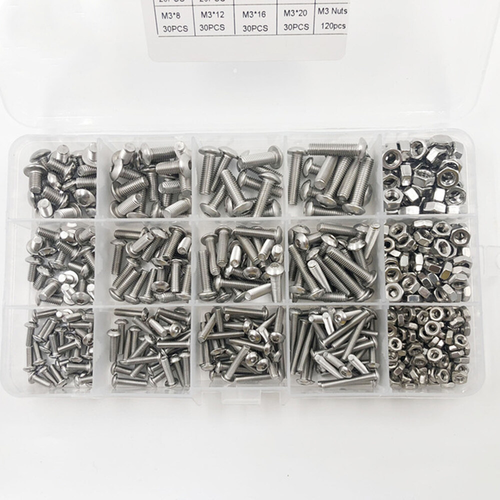500Pcs M3 M4 M5 Stainless Steel Hex Socket Screw Nuts Bolt Cap Socket Assortment Set | Shopee ...