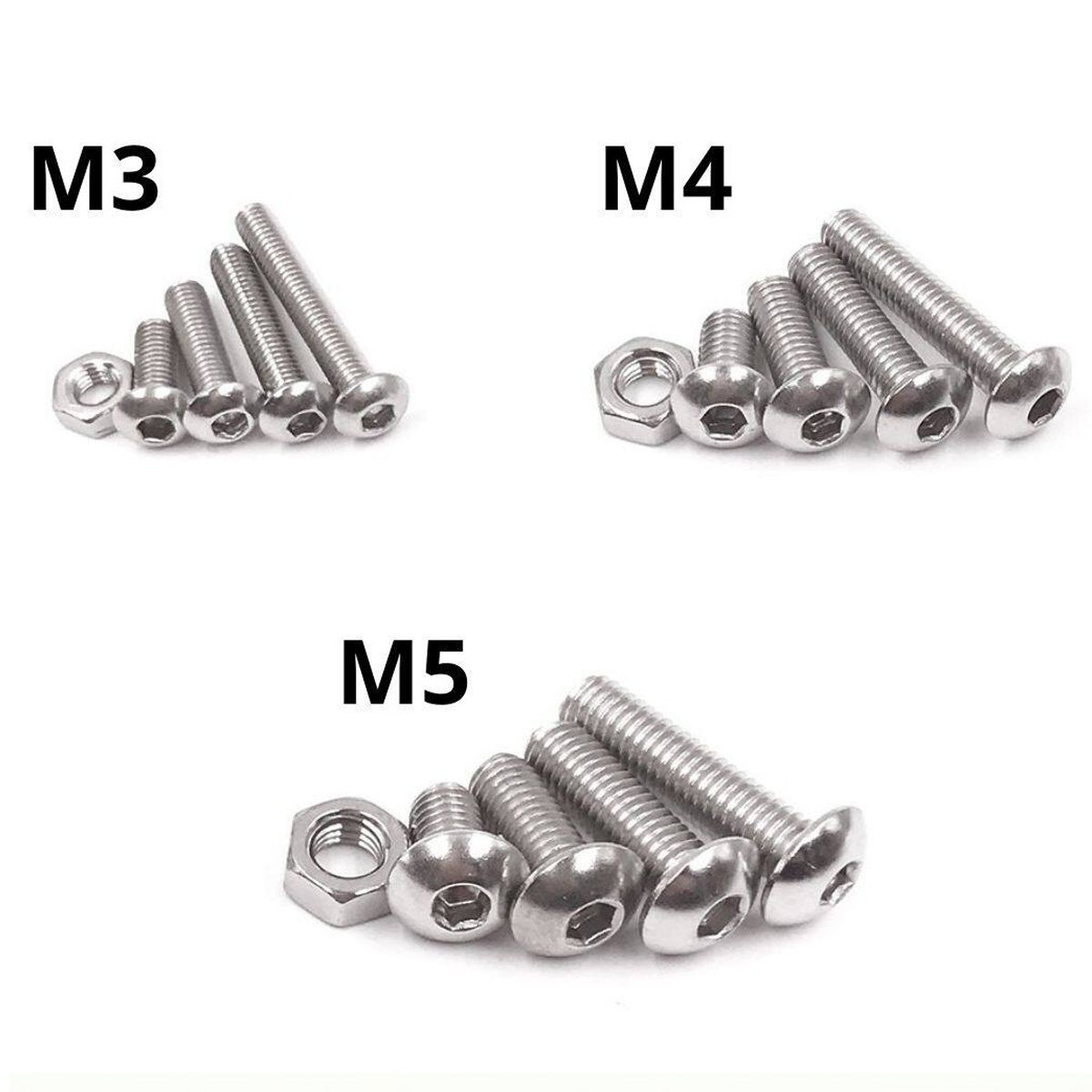 500Pcs M3 M4 M5 Stainless Steel Hex Socket Screw Nuts Bolt Cap Socket Assortment Set | Shopee ...