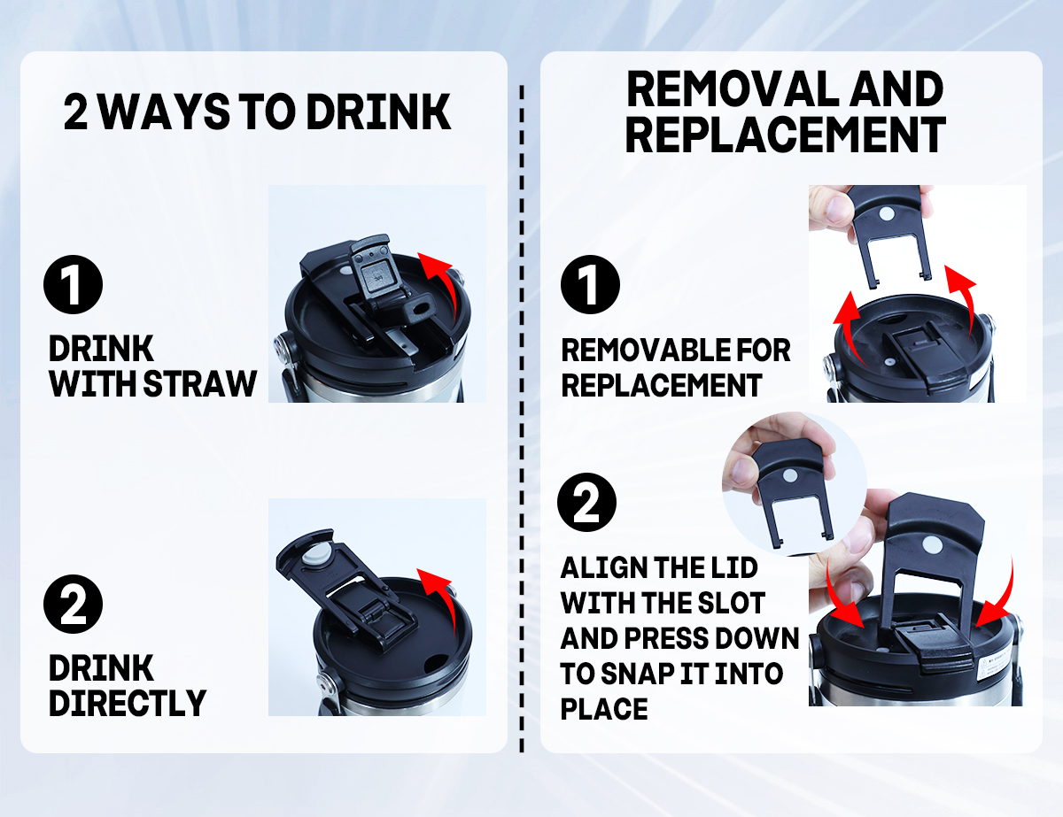 Tyeso Vacuum Insulated Tumbler w/ Handle & Straw 600ml/750ml/900ml ...