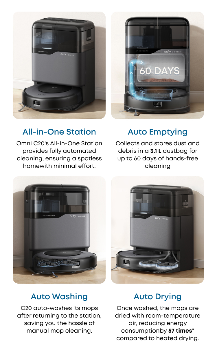 Eufy by Anker Omni C20 Robot Vacuum & Mop, All-in-One Station, Auto ...