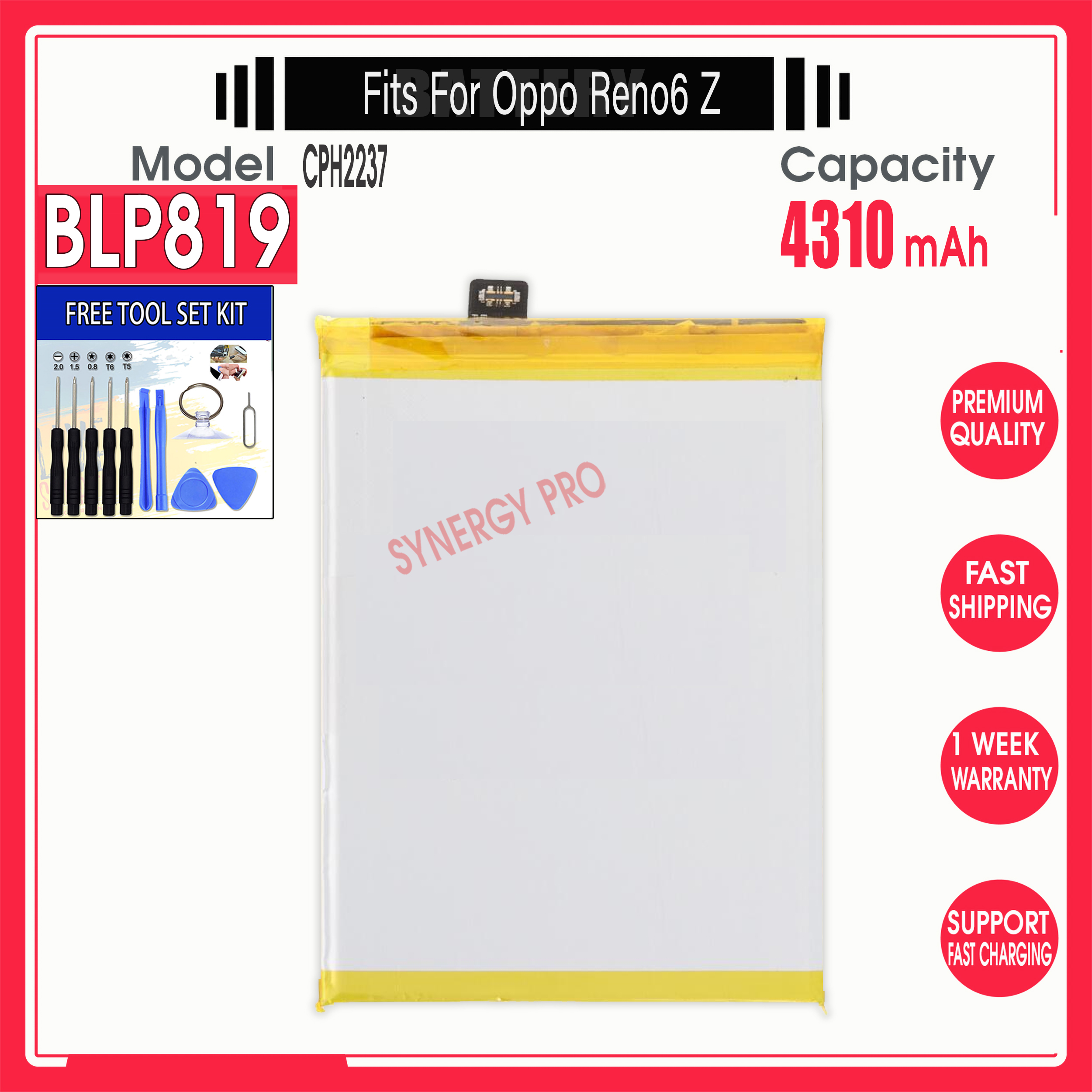 BLP819 BATTERY FOR OPPO RENO 6 Z BATTERY MODEL BLP819 4310MAH CAPACITY ...