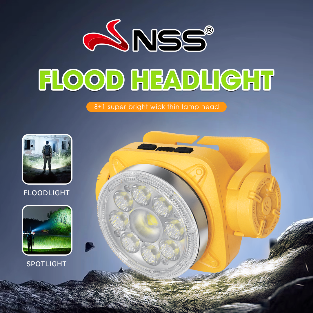 NSS LED Emergency Headlamp Spot Flood Light Rechargeable Adjustable ...