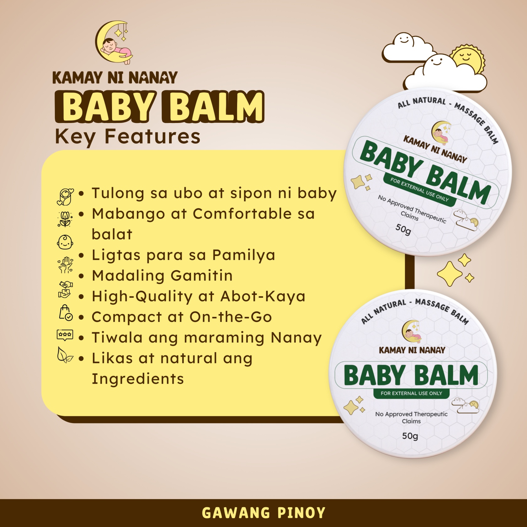 100% Authentic Kamay ni Nanay Baby Balm – Balm for Natural Relief ...