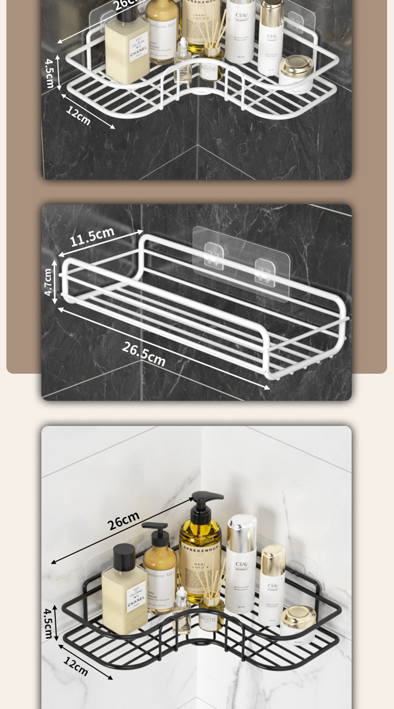 Corner Shower Caddy Bathroom Wall Mounted Shelf Organizer Rack | Shopee ...