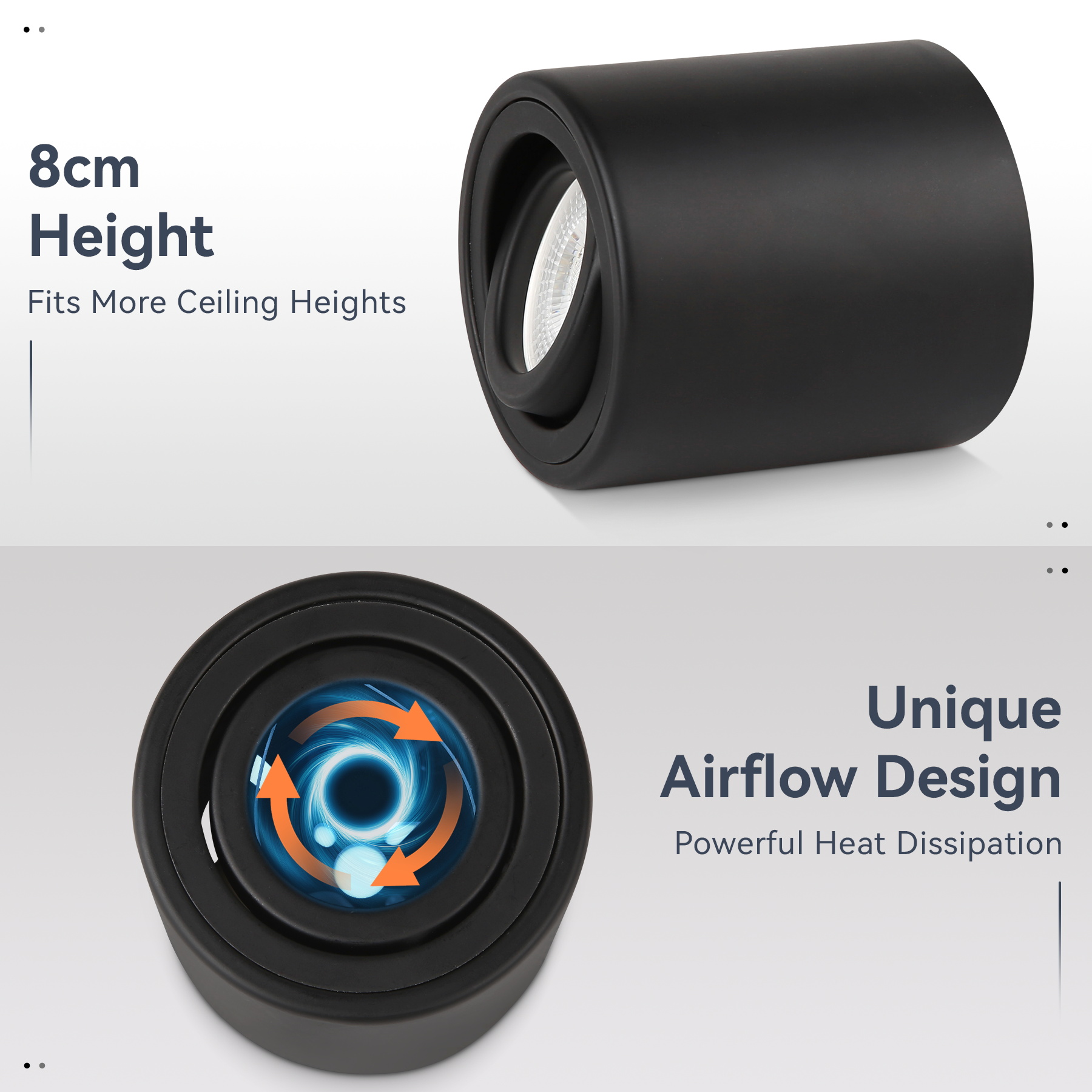 Tri-color Pin Light Adjustable Lighting Angle LED Downlight Ceiling ...