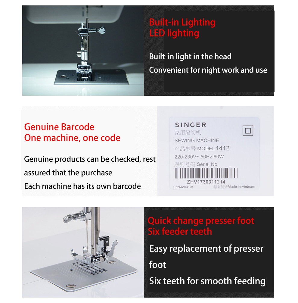 Brand New Singer 1412 Heavy Duty Portable Sewing Machine 15 Stitch ...