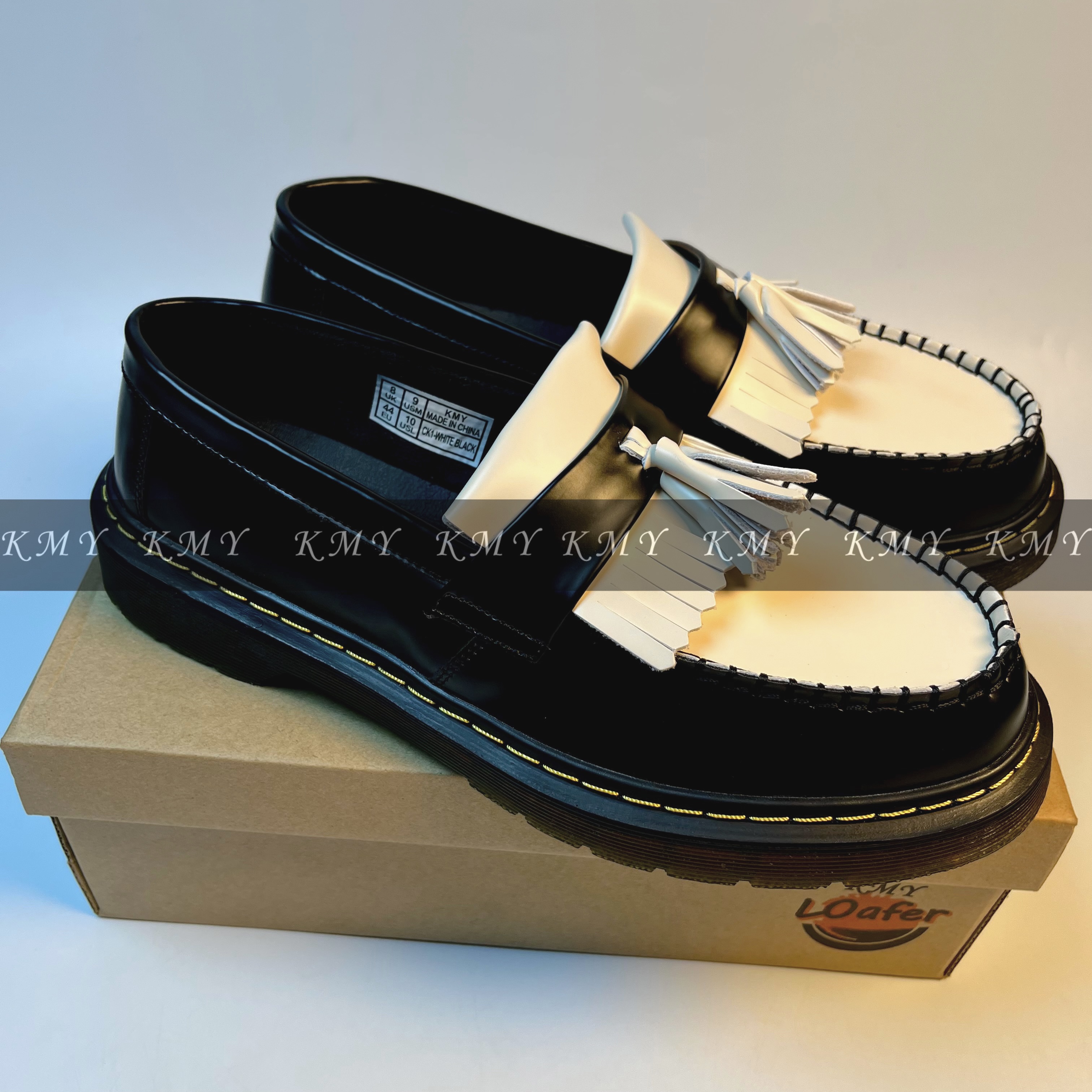 KMY new arrived black Tassel loafers student leather shoes slip on men ...